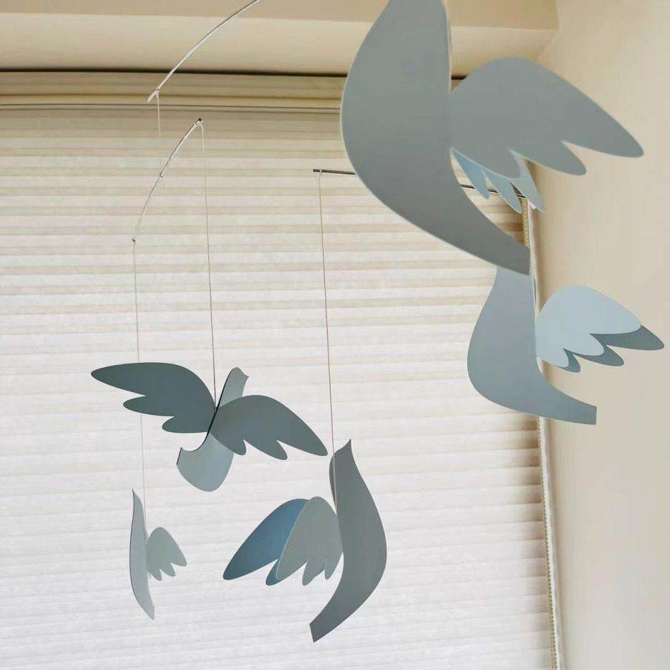 北欧氛围感治愈飞鸟风铃空中吊饰diy平衡挂饰捕梦网阳台礼物新家