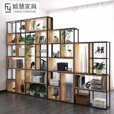 美式层LOFT实木展示隔断架客厅铁子艺置物架餐YH-23080厅多落地屏