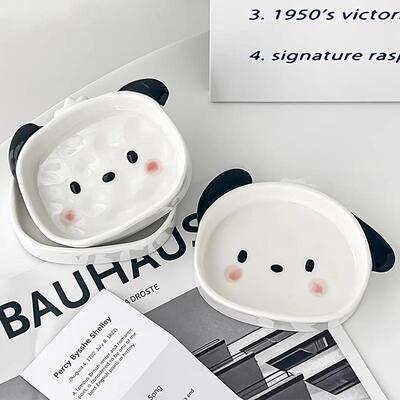 INS-style cute Pacha dog dipping sauce dish, ceramic tablewa