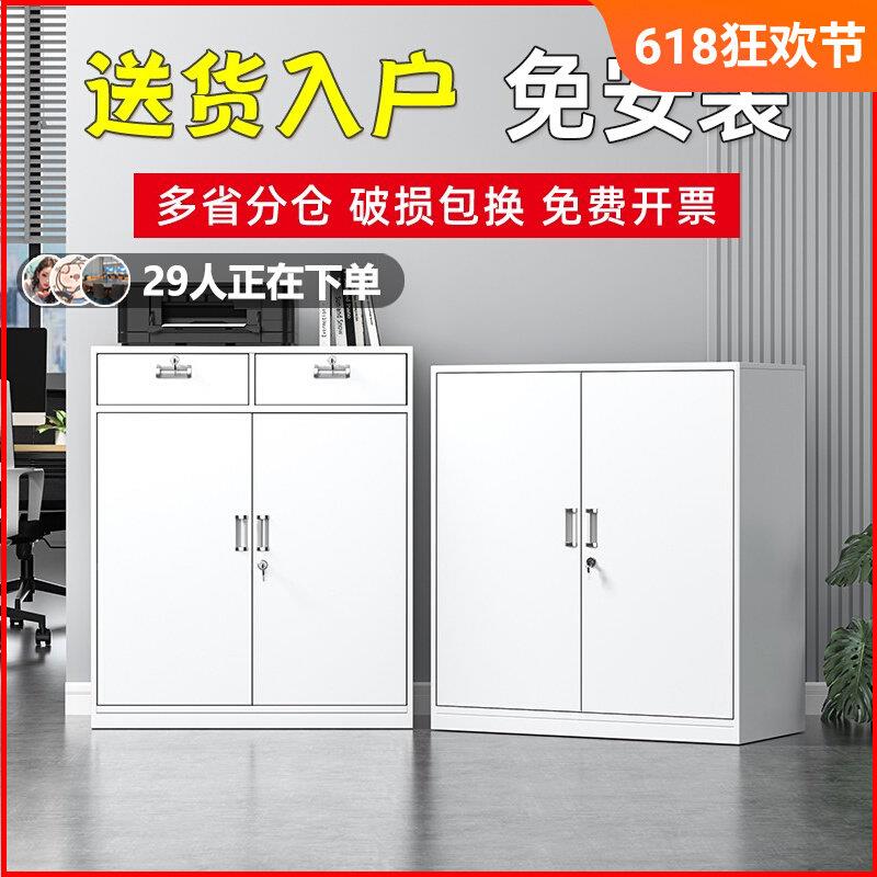 铁皮文件柜储物柜办公室资料柜带锁置物收纳工具柜矮柜财务收纳柜