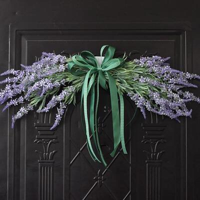 春薫衣草花环季门HHY1855C环门饰墙花饰背椅花镜前花餐桌绢花