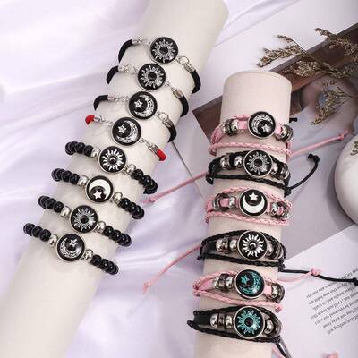 Stackable PU Leather Chain Bracelet With 26 English Letter