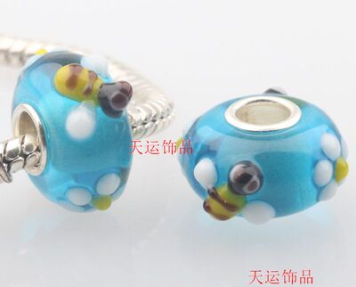 DW010 小蜜蜂a琉璃珠 玻璃珠glass beads 小蜜蜂琉璃大孔动物珠
