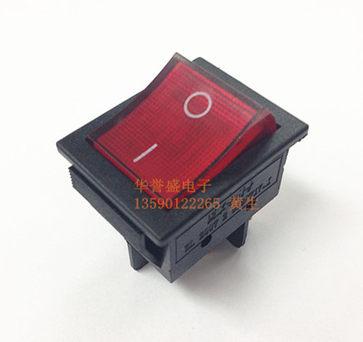 K&K KDC2船型开关大电流带灯红色4脚2档 30A250V 翘板开关35*25MM