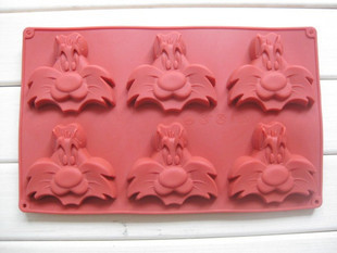 6连加菲猫硅胶蛋糕模具手工皂模 月饼模具 DIY模具 烘焙工具
