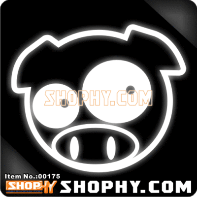 3m踏板车小猪反光贴