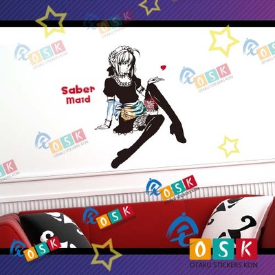 saber 女仆装 墙贴 贴纸 命运长夜 黑化saber 痛车贴 COS咖啡店贴