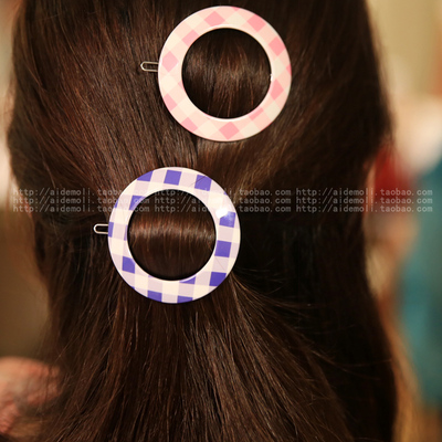 韩国进口 AZNAVOUR AZ  发饰简约圆环格子豹纹发夹边夹