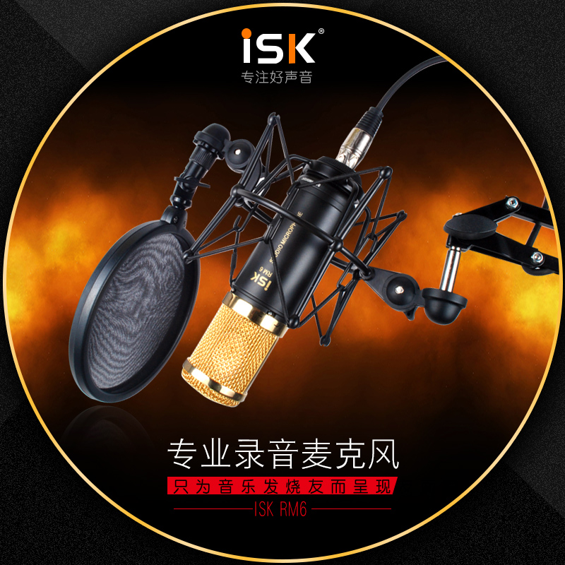 ISK RM-6 RM6电脑K歌专业录音麦克风录音棚设备喊麦唱吧话筒套装_虎窝淘