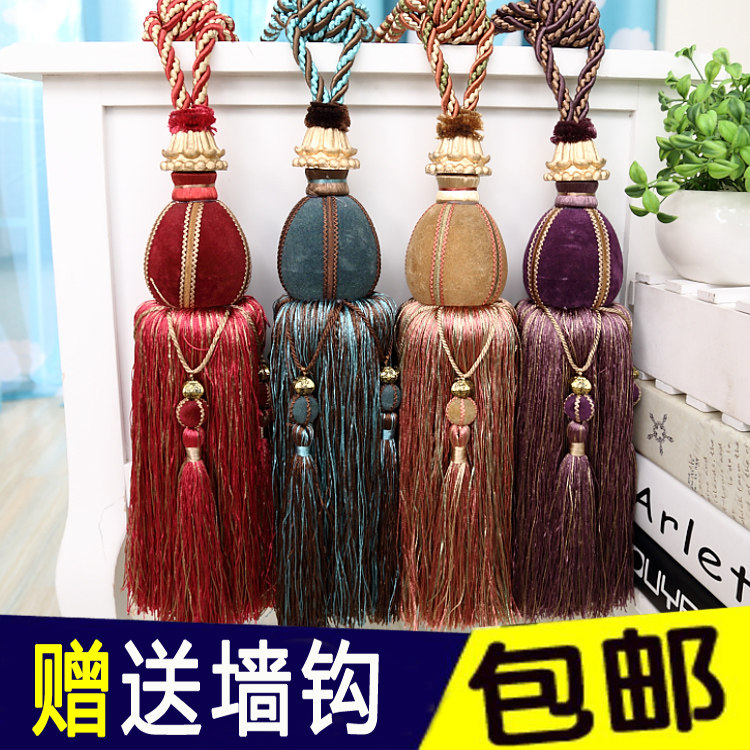 欧式高档绒球窗帘绑绳绑带流苏吊穗挂球绑球窗帘扣捆扎带装饰挂钩