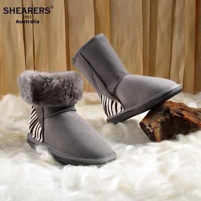 羊皮毛一体澳洲中筒拼色雪地靴