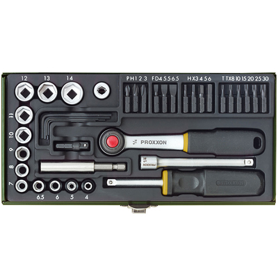 PROXXON工具螺丝起子套家用维修工具39件装棘轮扳手套筒组套23070