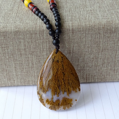 天然玛瑙吊坠玉髓毛衣链