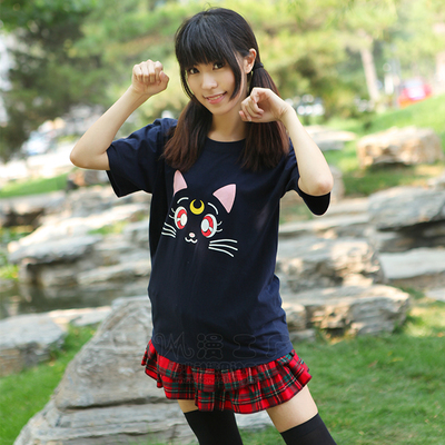 绮丽屋动漫周边美少女战士SailorMoon20周年猫咪露娜露娜短袖T恤