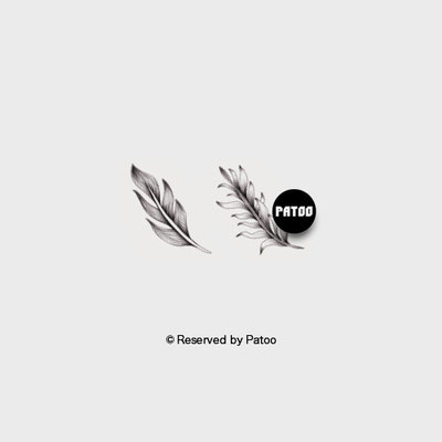 【PATOO怕痛】原创防水纹身贴 羽毛叶Feather Leave 黑白创意精致
