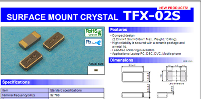 TFX-02S 32.768KHZ 32.768K 3215 SMD-2 无源贴片晶振 RIVER 进口