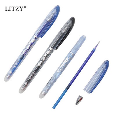 2+10Pcs/Set Gel Pen 0.5mm Erasable Washable Handle Erasable