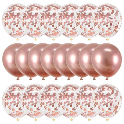 20Pcs Rose Gold Balloon Set Confetti Metallic Balloons Birt