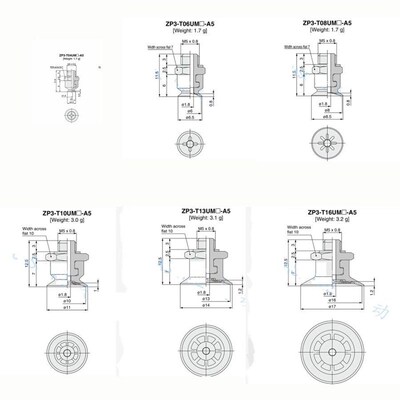 SMC真空吸盘平形带肋ZP3-T04/T06/T08/T10/JT13/T16/UMN/UMS-A5