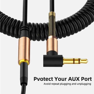 3.5mm extension audio cable 90 Degree Spring 3.5 mm Jack Aux