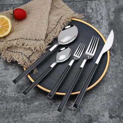 20/24Pcs 304 Stainless Steel Dinnerware Sets Glossy Silver W