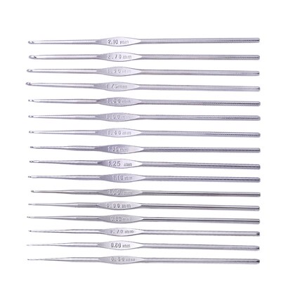 16Pcs Metal Handle Crochet Hook Knitting Needle Set Mix Size