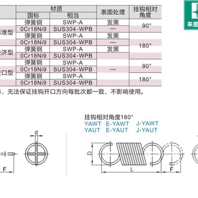 怡合达重载型拉伸弹簧E-YAWT/YAUT-D2-D3-D4-D5-D6-D8-D10-D12-L