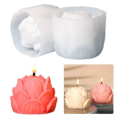 速发DIY Silicone Lotus Flower Candle Mold 3D Flower Resin So