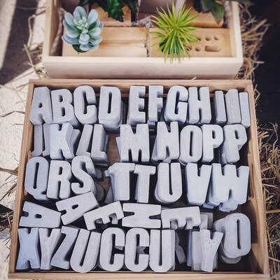 Alphabet Decorative Concrete Molds Silicone Plaster Mold 3D