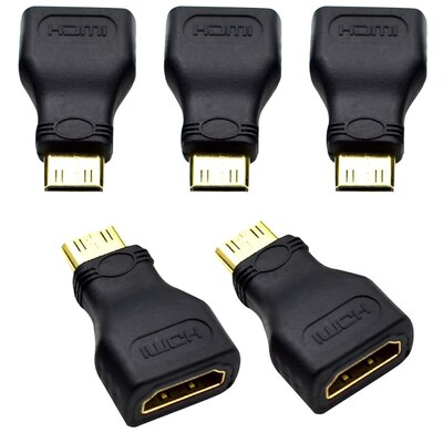 5Pcs Mini HDMI Adapter Gold-Plated 1080P HDM Mini Male HDMI