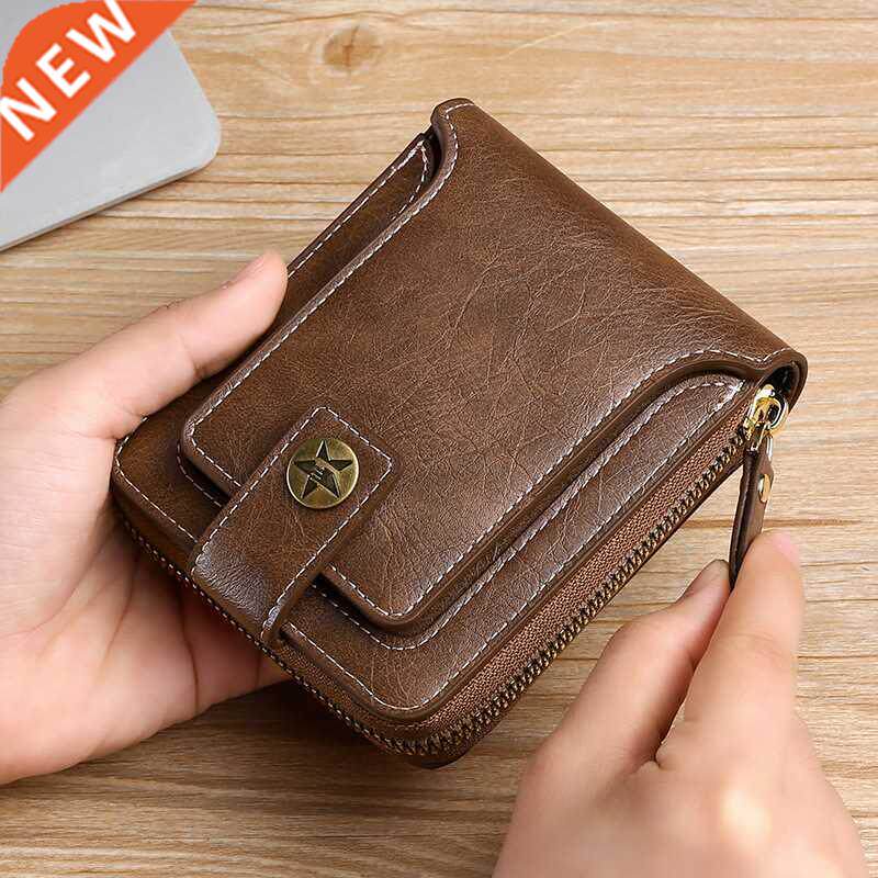 Vintage Small Men's Wallet Genuine Leather Short Purse Men H_虎窝淘