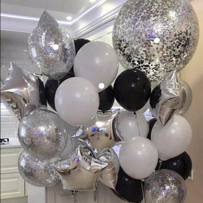 36inch Transparent Gold Silver Confetti Balloons 18inch Star