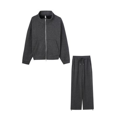 【韩系女装】休闲套装超好看~立领卫衣+抽绳卫裤两件套