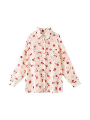 韩版气质清新甜美气质花朵高级天丝衬衫91201