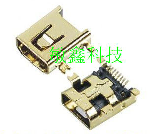 MINI USB母座 8P/8针 贴片式 4边脚插 镀金优质 MINI-8P座 USB