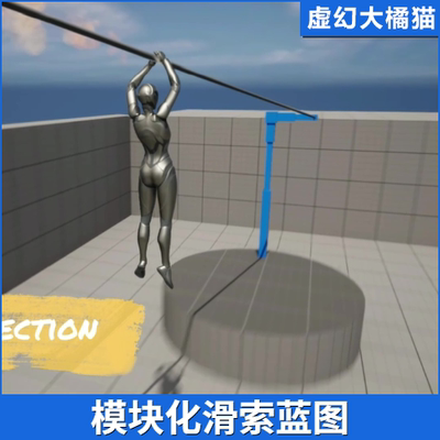 虚幻UE5.0-5.8 Modular Zipline System V2.1 模块化滑索速降蓝图