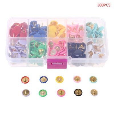 300pcs Home Office Colorful Drawing Pins Pushpin Thumbtack C