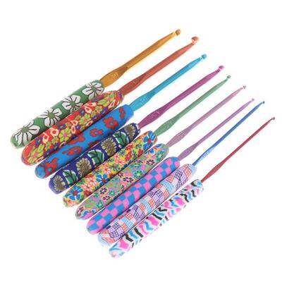 9Pcs/set Colourful Crochet Hook Set Ergonomic Handles Knitti