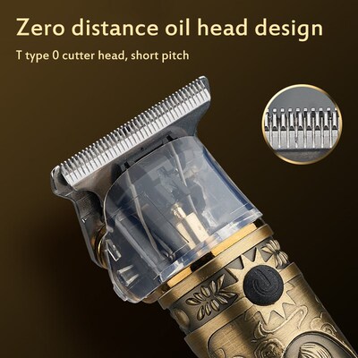 Cordless professional hair clippers zero gapped T blade barb