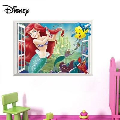 Disney Sticker Cute Mermaid Sticker Bedroom Child Backgroun