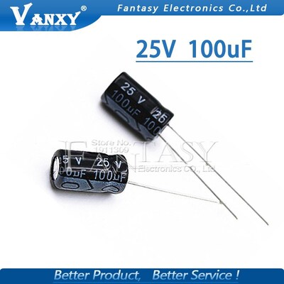 50PCS Higt quality 25V100F 6*7mm 100F 6.3*7 25V ElECtrolyt