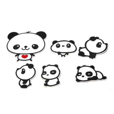 6PCS/Lot Sew iron on Cartoon Heart panda patches 适用于 clot