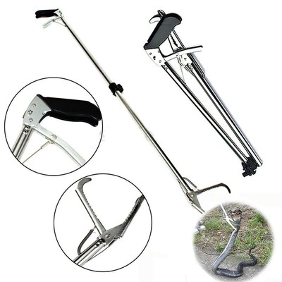 Folding Reptile Stick Herp Snake Handling Catcher Tongs