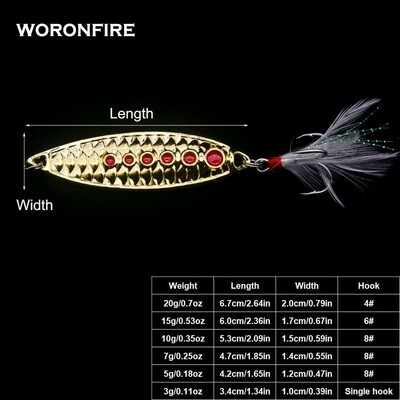 Metal Spinners Spoon Bait Fishing Lure 20g 15g 10g 7g 5g 3g