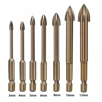 7Pcs 3-12mm Tile Drill Bits Set Cross Hex Shank Glass Drilli