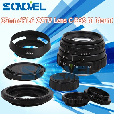 Fujian 35mm F1.6 CCTV Lens C Mount+Lens Hood+Macro ring For