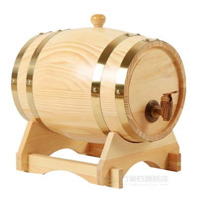 Retro 3L/1.5L Oak Wine Barrel Storage with Base For Whiskey