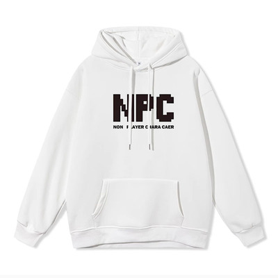 秋冬新款卫衣NPC非玩家英文字母学生休闲衣服宽松外套男秋冬加绒