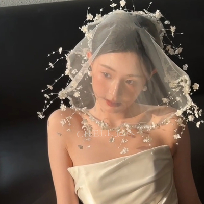 丘林原创手作小众珍珠头纱