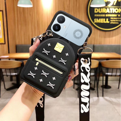 卡通可爱零钱包适用红米K90至尊版手机壳RedmiK90Ultra新款书包斜挎背带K90Ultra硅胶防摔全包软壳保护套卡包
